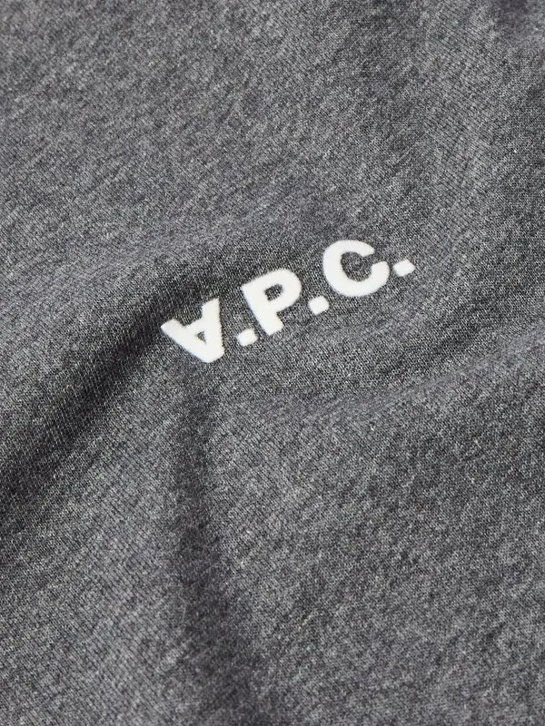 A.p.c. Logo-flocked Cotton-jersey T-shirt - Gray