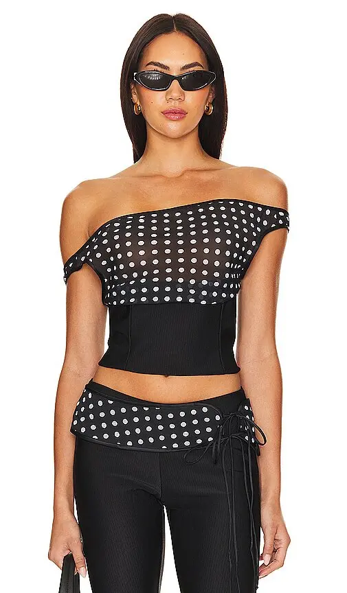 FAIT PAR FOUTCH Remi Mesh Top With Ribbed Hem