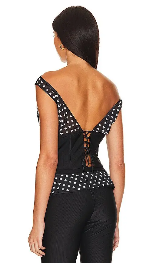 FAIT PAR FOUTCH Remi Mesh Top With Ribbed Hem