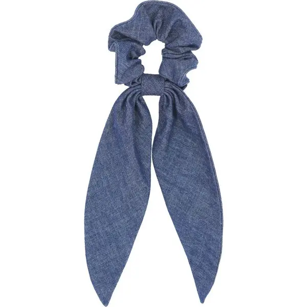 Alexandre De Paris Chambray Bow Scrunchie - Blue