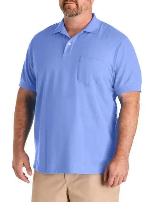 HARBOR BAY BY DXL Big & Tall Pocket Piqué Polo Shirt - Hydrangea