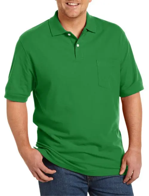 HARBOR BAY BY DXL Big & Tall Pocket Piqué Polo Shirt - Online Lime