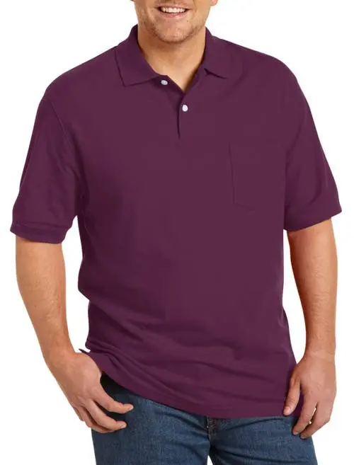 HARBOR BAY BY DXL Big & Tall Pocket Piqué Polo Shirt - Potent Purple