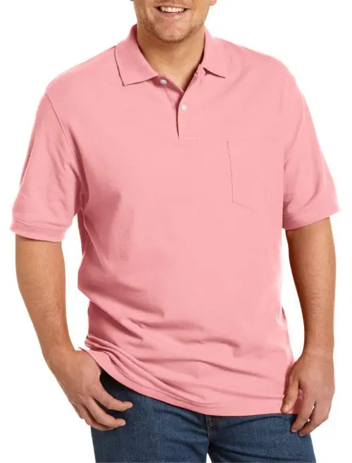 HARBOR BAY BY DXL Big & Tall Pocket Piqué Polo Shirt - Rose Elegance