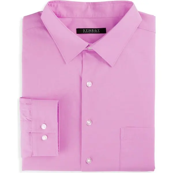 SYNRGY BY DXL Big & Tall Performance Solid Dress Shirt - Pastel Lav