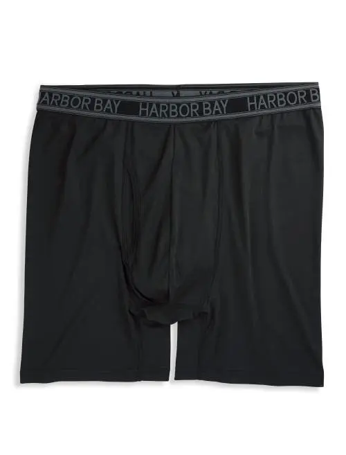 HARBOR BAY BY DXL Big & Tall Tech Stretch Solid Boxer Briefs - Black