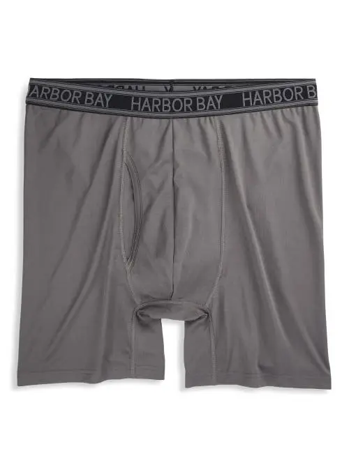 HARBOR BAY BY DXL Tech Stretch Solid Boxer Briefs - Grey Pinstripe