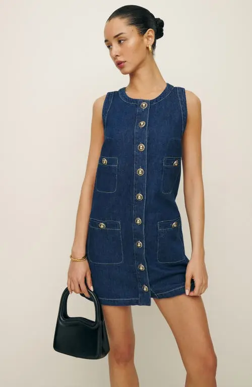 REFORMATION Tropez Sleeveless Denim Mini Dress - Salinas
