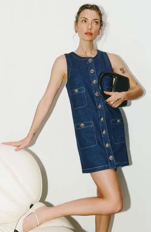 REFORMATION Tropez Sleeveless Denim Mini Dress - Salinas