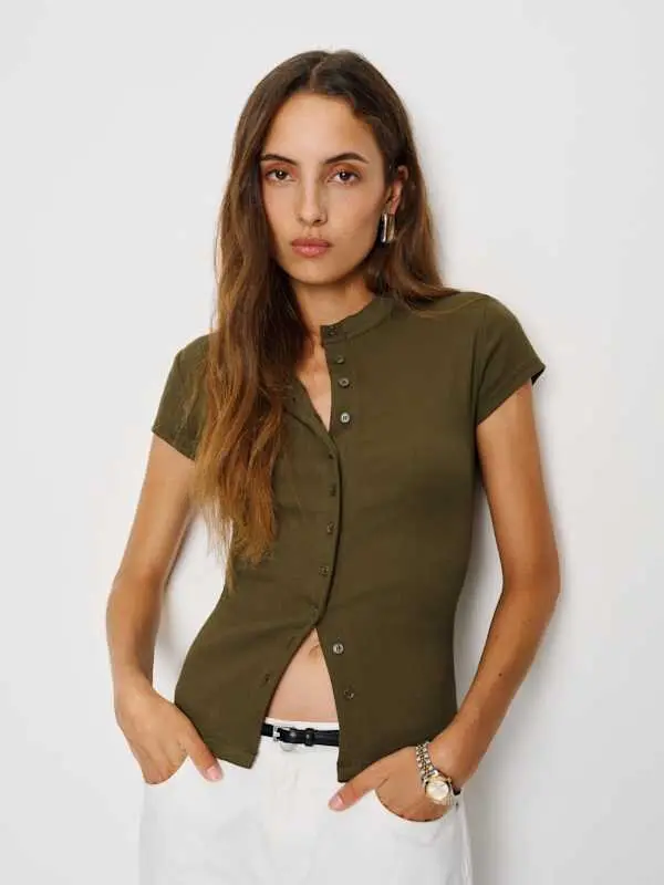 Reformation Raelynn Knit Top - Green | Editorialist