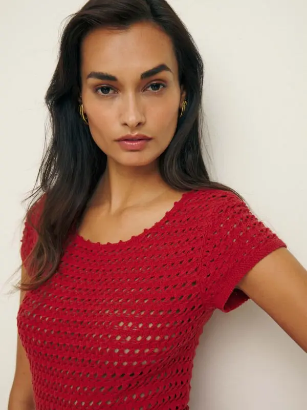 Cassie Open Knit Mini Dress - Sundried Tomato