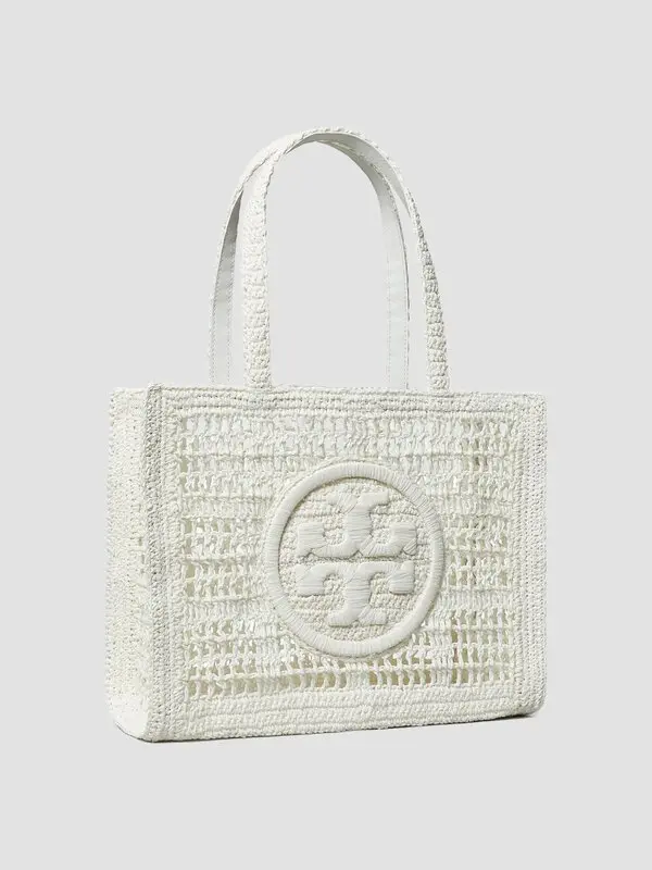 Tory Burch Ella Crochet Straw Tote Bag - White