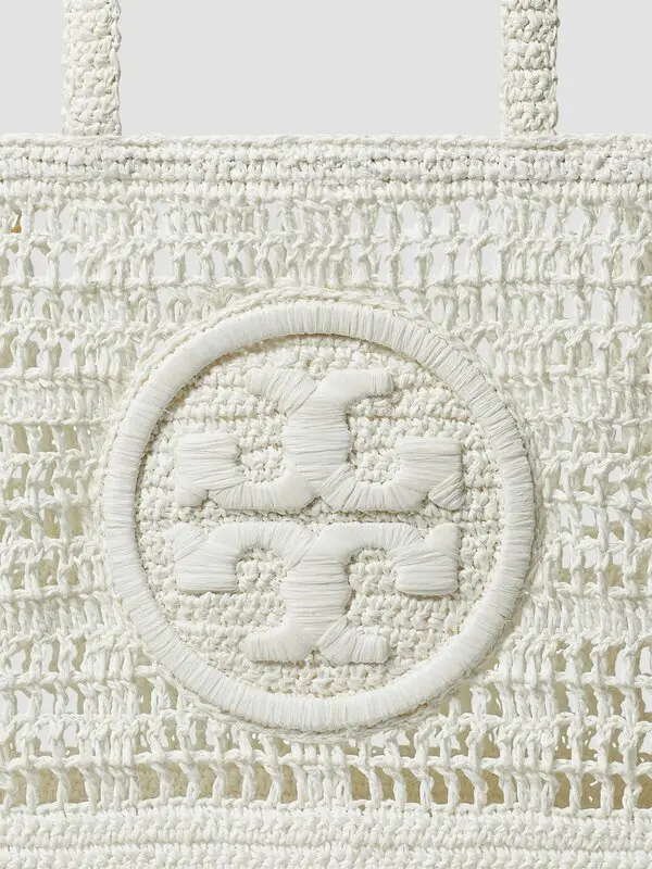 Tory Burch Ella Crochet Straw Tote Bag - White