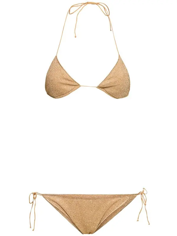 OséRee Swimwear Lumiere Lurex Triangle Bikini Gold Editorialist