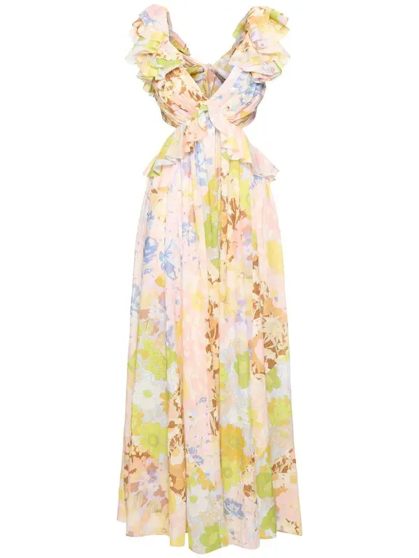 Zimmermann Pop Cotton Ruffle Sleeves Midi Dress In Multicolor - 30% Off |  Editorialist
