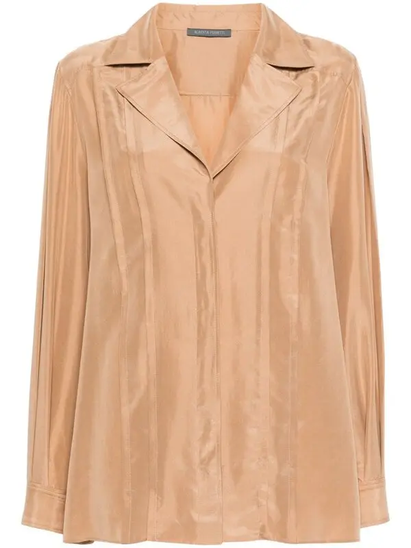 Alberta Ferretti Plissé-detailed Silk Shirt