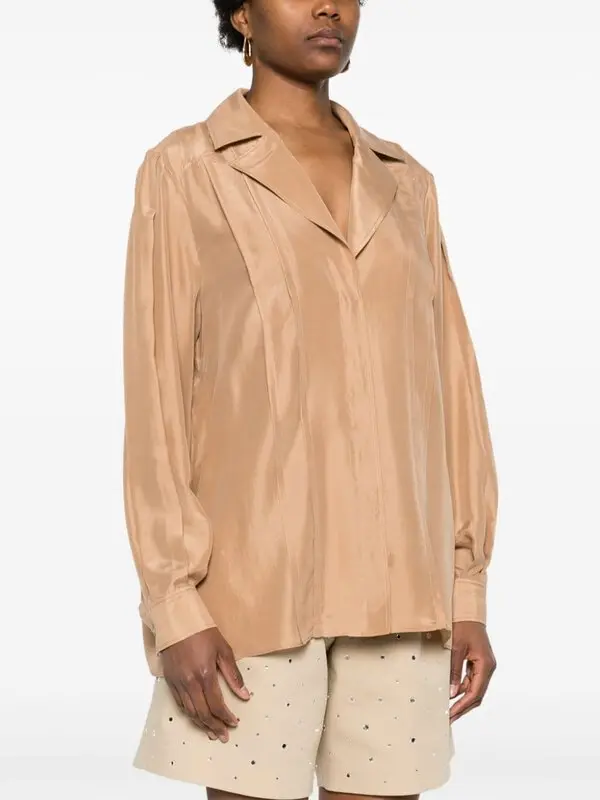 Alberta Ferretti Plissé-detailed Silk Shirt