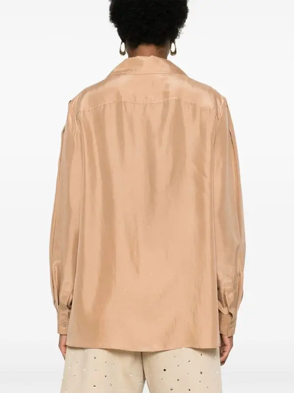 Alberta Ferretti Plissé-detailed Silk Shirt