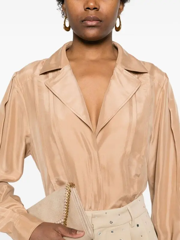 Alberta Ferretti Plissé-detailed Silk Shirt