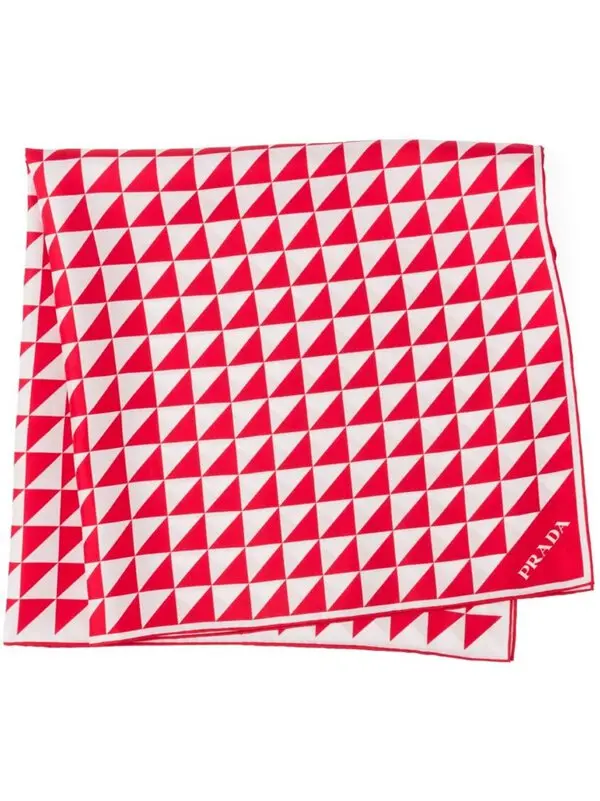 Prada Logo-print Silk Twill Scarf - Red