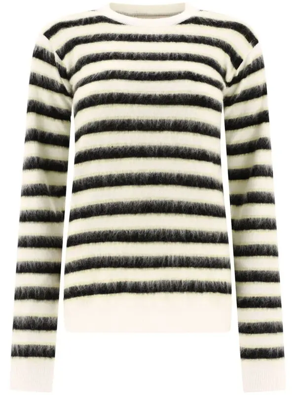 Marni Striped Virgin Wool Jumper - White