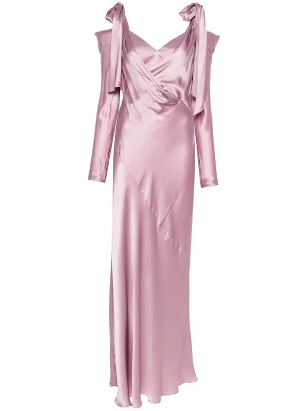 Alberta Ferretti Satin Draped Maxi Dress