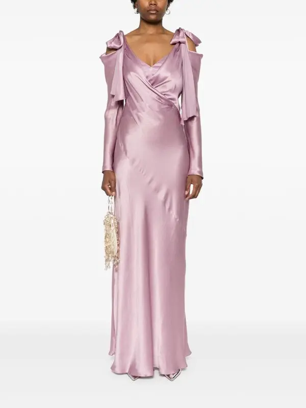 Alberta Ferretti Satin Draped Maxi Dress