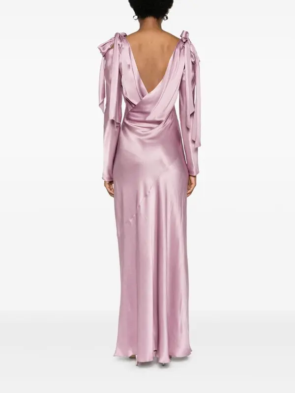 Alberta Ferretti Satin Draped Maxi Dress