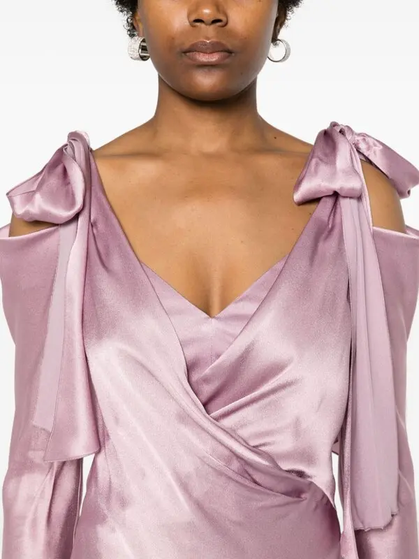 Alberta Ferretti Satin Draped Maxi Dress
