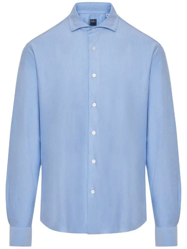 Fedeli Ong-sleeve Poplin Shirt - Blue