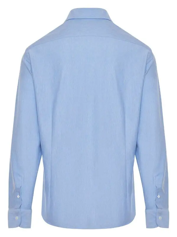 Fedeli Ong-sleeve Poplin Shirt - Blue