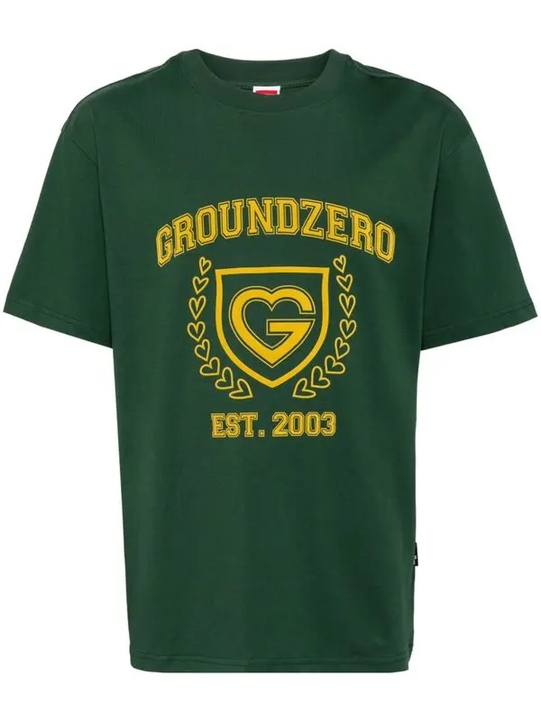GROUND ZERO Logo-print Cotton T-shirt - Green