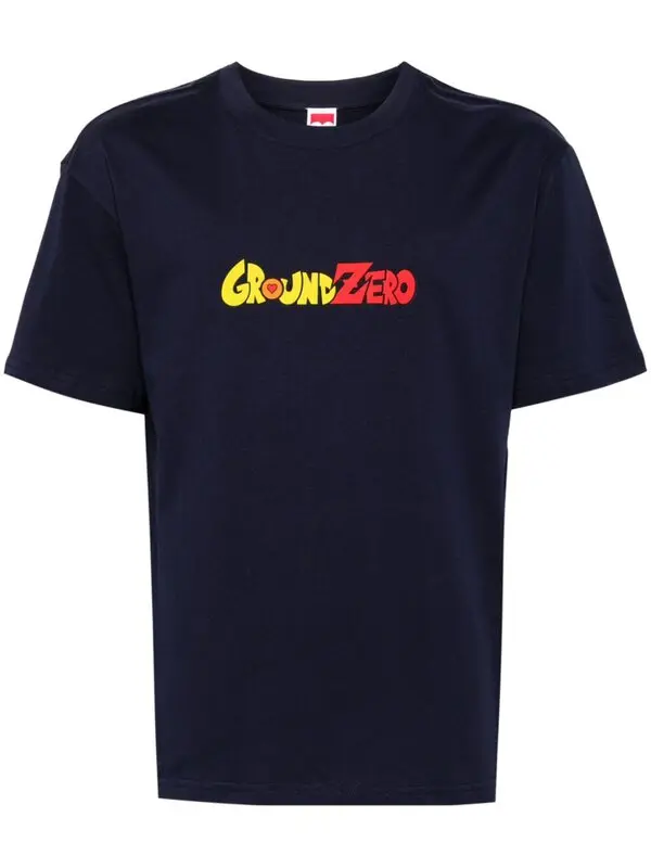 GROUND ZERO Logo-print Cotton T-shirt - Blue