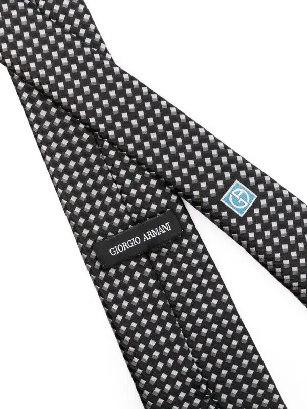Giorgio Armani Patterned Jacquard Silk Tie - Black