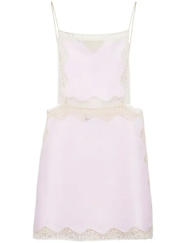 Prada Lace-trimmed Linen Minidress