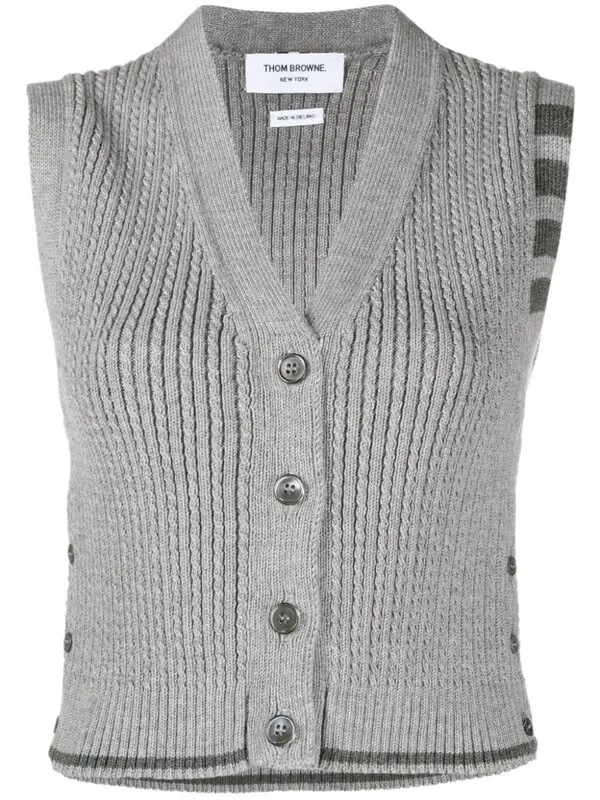 Thom Browne 4-bar Stripe Intarsia-knit Vest - Grey