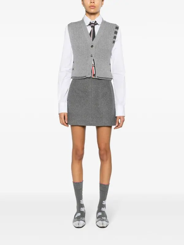 Thom Browne 4-bar Stripe Intarsia-knit Vest - Grey