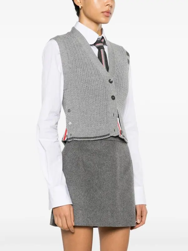 Thom Browne 4-bar Stripe Intarsia-knit Vest - Grey