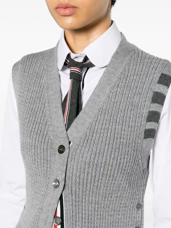 Thom Browne 4-bar Stripe Intarsia-knit Vest - Grey