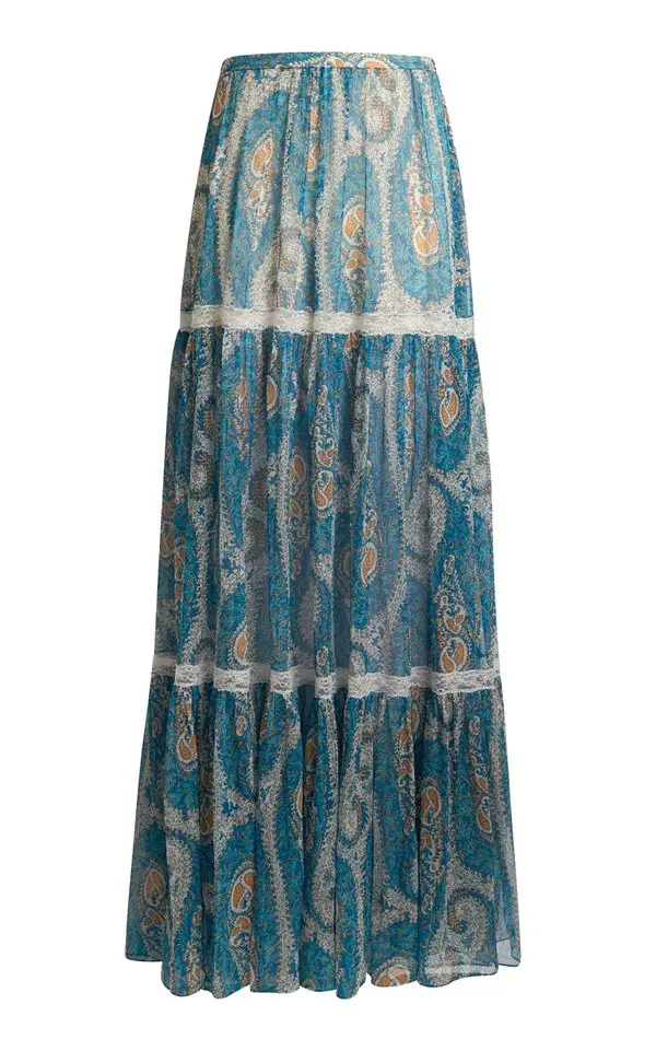 Etro Tiered Silk Maxi Skirt - Print