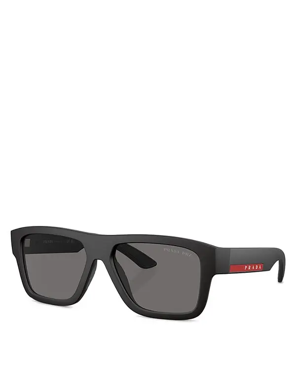 Prada Square Sunglasses, 56mm - Black/gray Polarized Solid