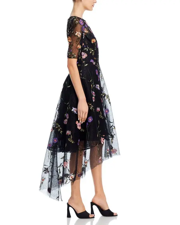 Rickie Freeman For Teri Jon Floral Embroidered Tulle Dress In Black Multi -  65% Off | Editorialist