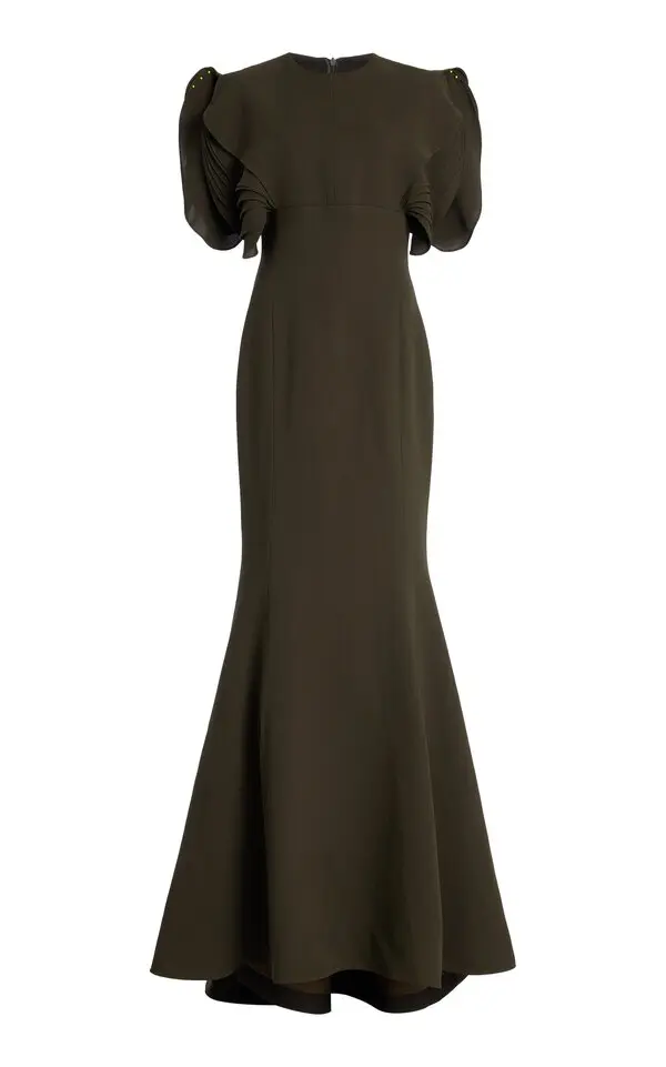 CARLA ZAMPATTI Petal-sleeve Gown - Green