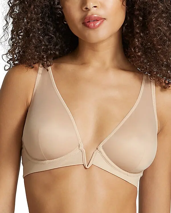 Commando Mesh Plunge Underwire Bra - Beige