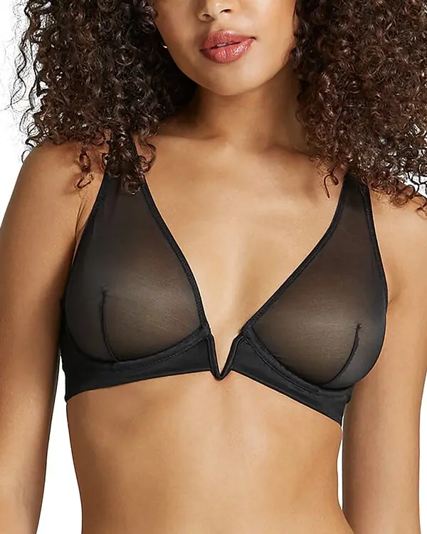 Commando Mesh Plunge Underwire Bra - Black