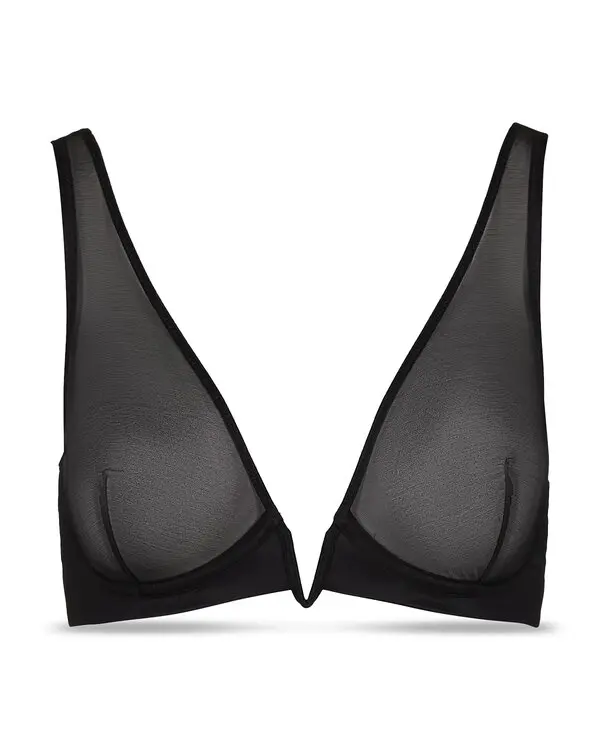 Commando Mesh Plunge Underwire Bra - Black