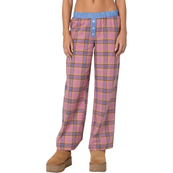 EDIKTED Plaid Lounge Pants