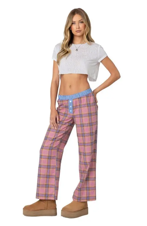EDIKTED Plaid Lounge Pants