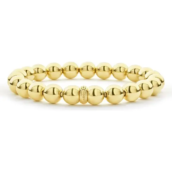 Lagos Signature Caviar Beaded Stretch Bracelet - Gold