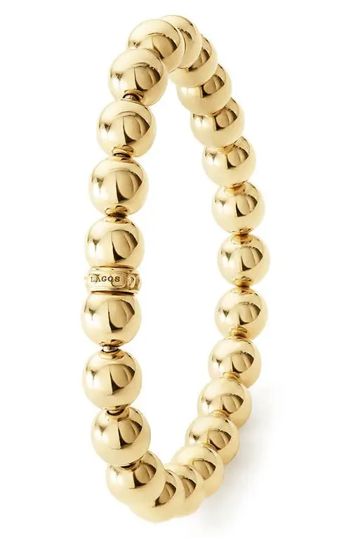 Lagos Signature Caviar Beaded Stretch Bracelet - Gold